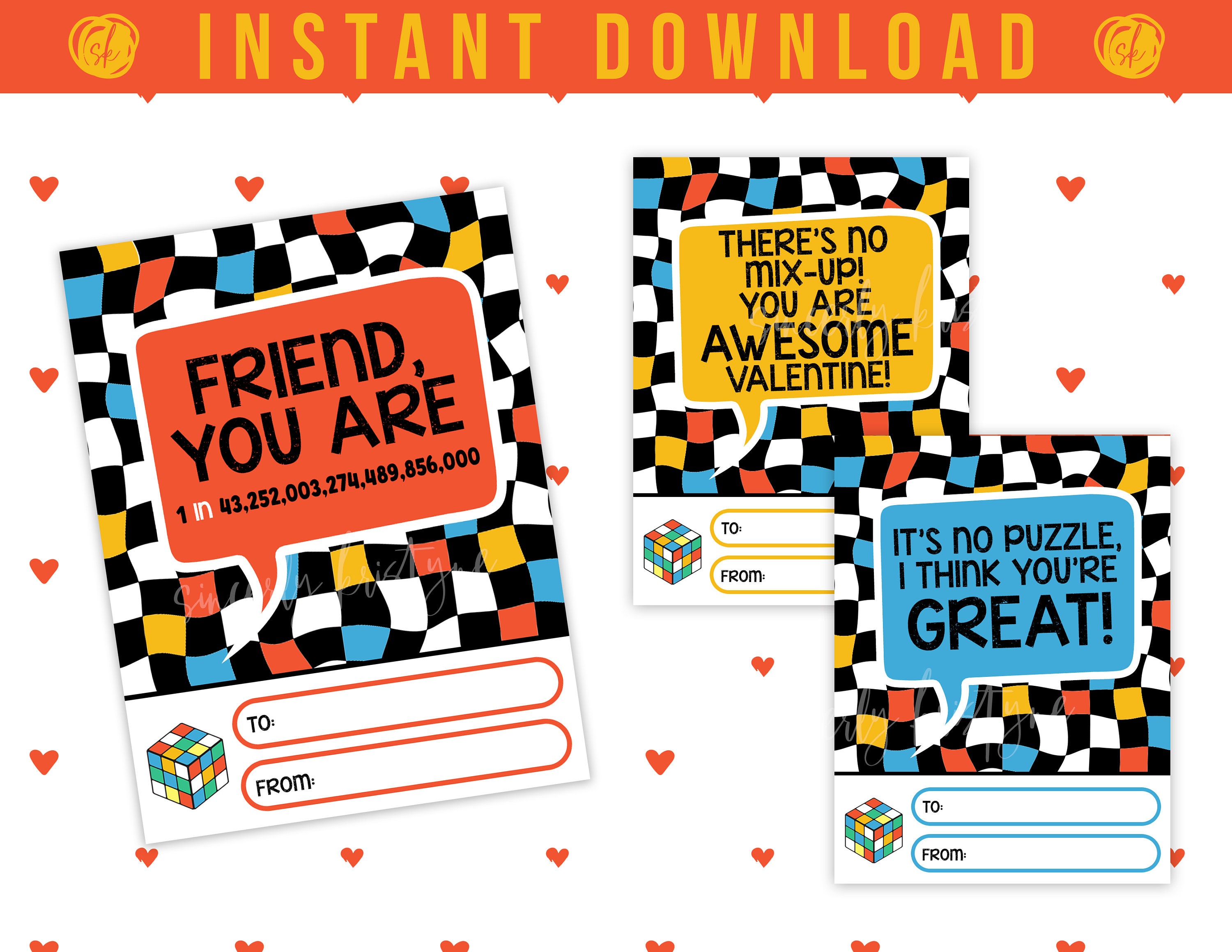 Rubiks Cube Valentine Printable • Puzzle Valentine • Printable ...