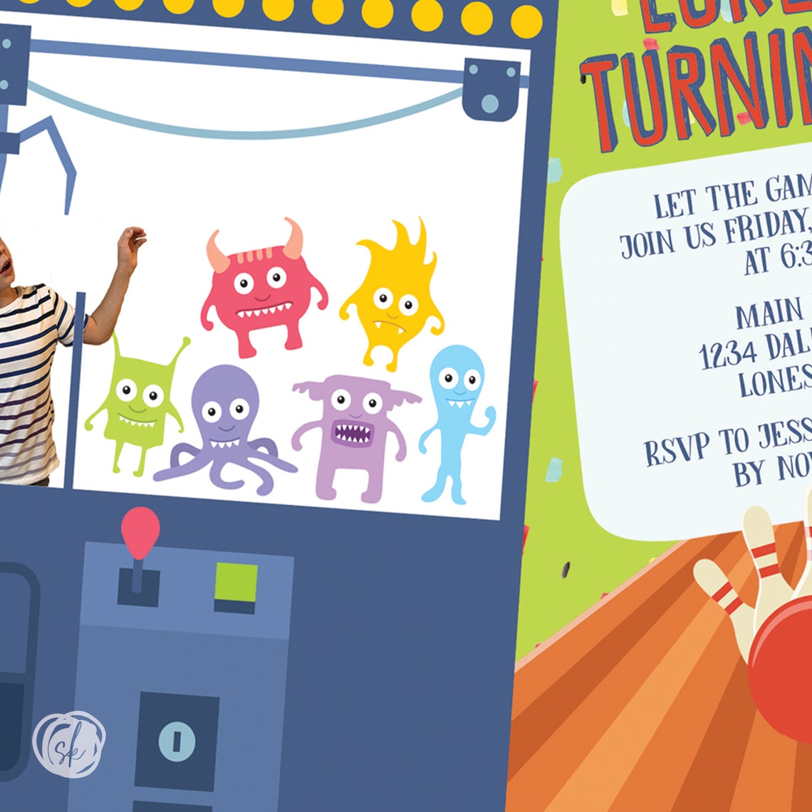 Arcade Claw Machine Photo Birthday Invitation - Etsy
