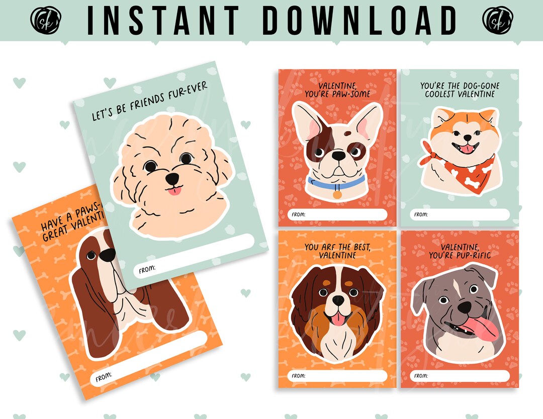 Puppy Valentine Printable • Dog Valentine Cards • Printable Valentines ...