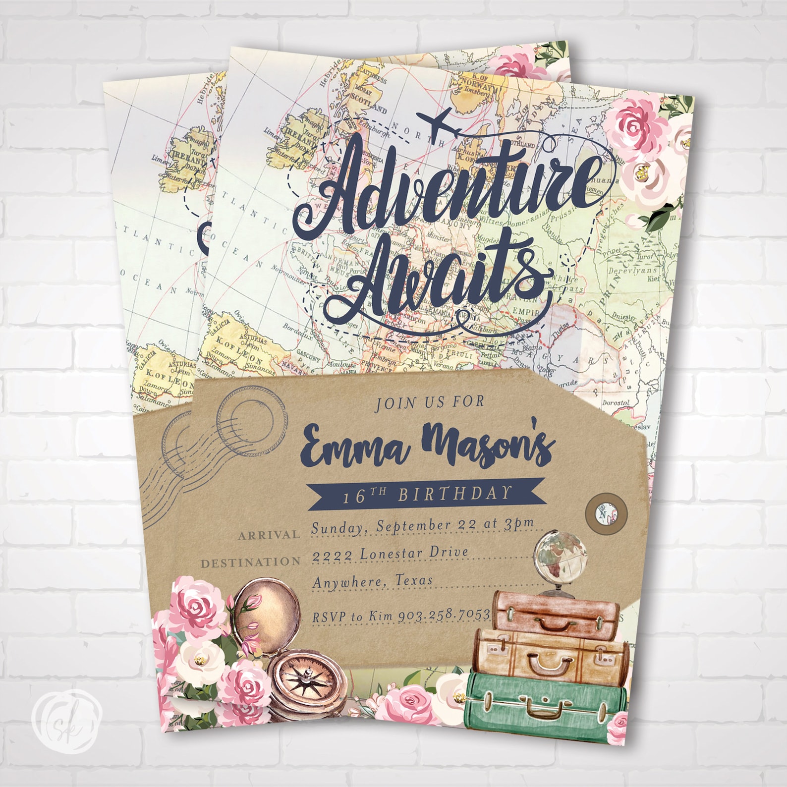 Adventure Awaits Travel Birthday Invitation - Etsy
