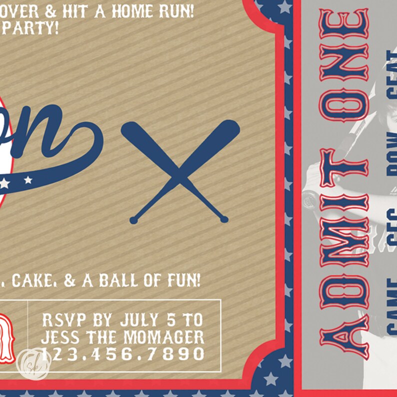 Baseball All Star Ticket Photo Birthday Invitation - Etsy
