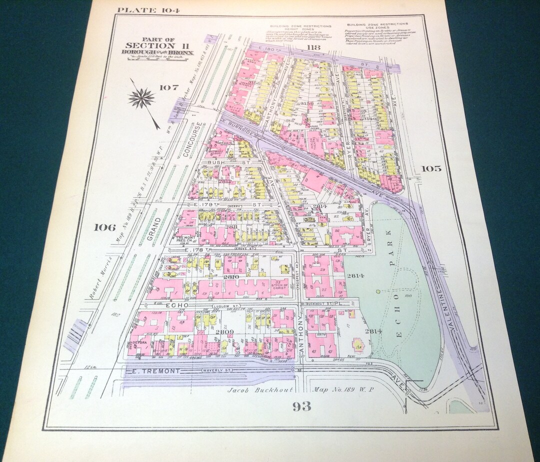 1928 New York City-bronx-fordham-east Tremont-grand Concourse-echo Park ...