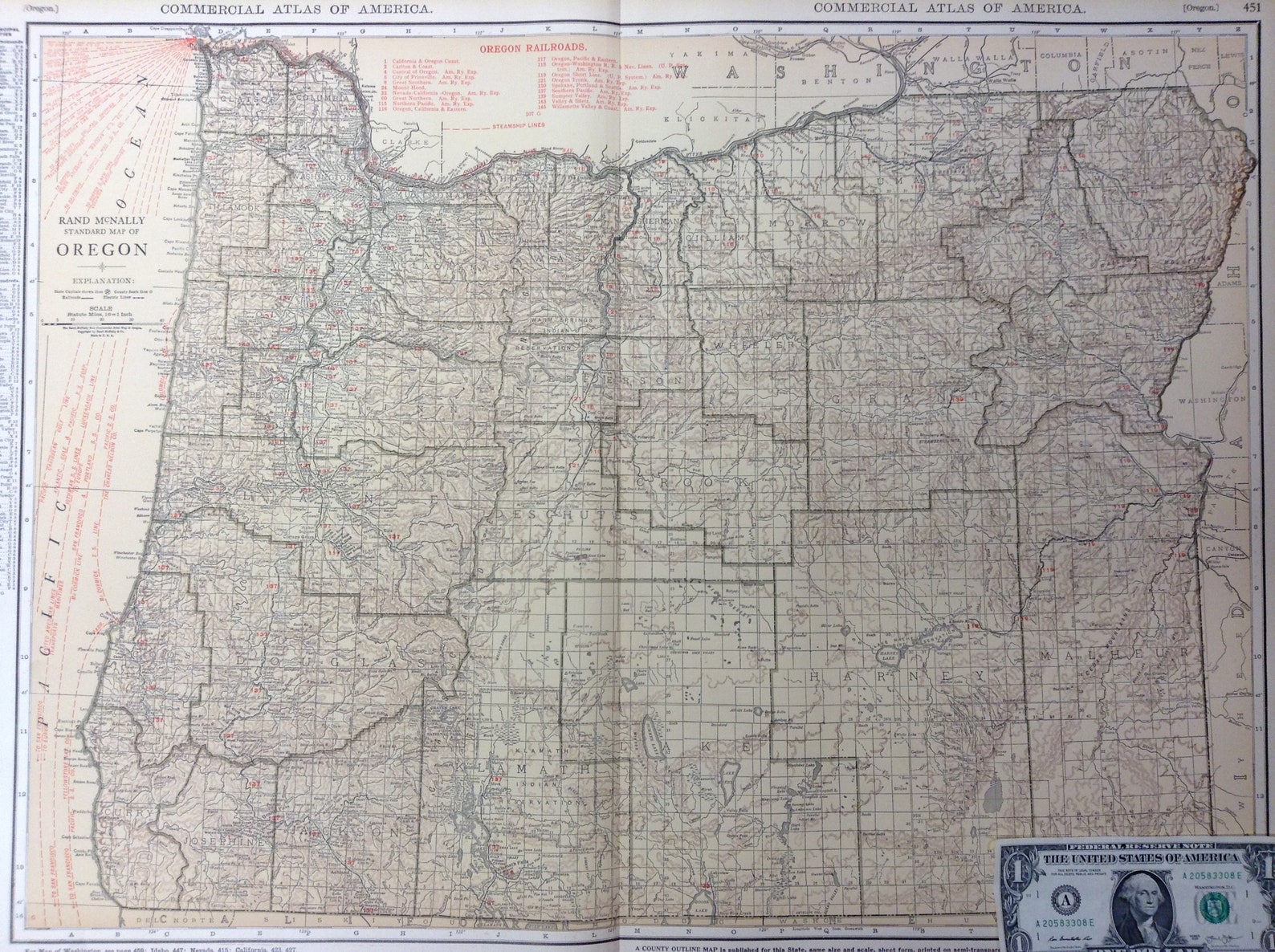 1922 Antique Oregon Map: Portland, Salem, Eugene - Rand Mcnally - Etsy