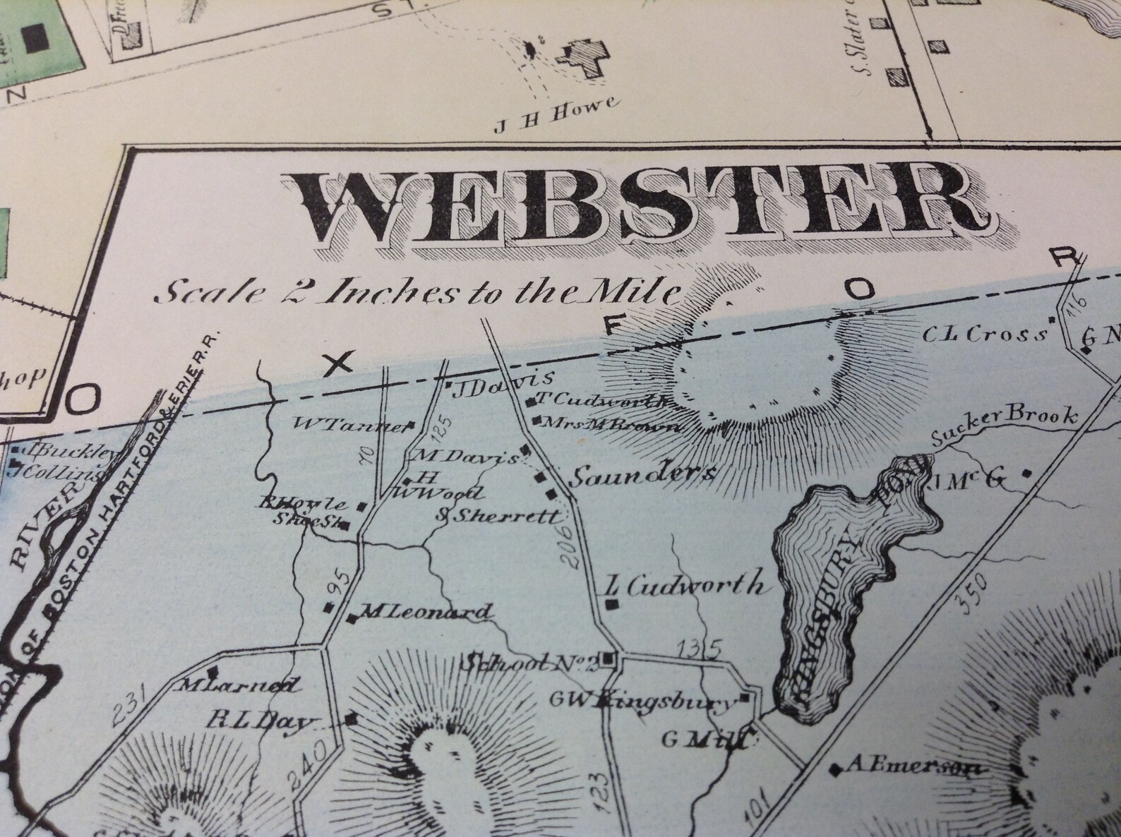 1870 Town Map of Webster Worcester County Massachusetts | Etsy