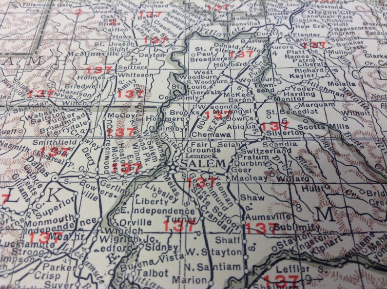1922 Antique Oregon Map: Portland, Salem, Eugene - Rand Mcnally - Etsy