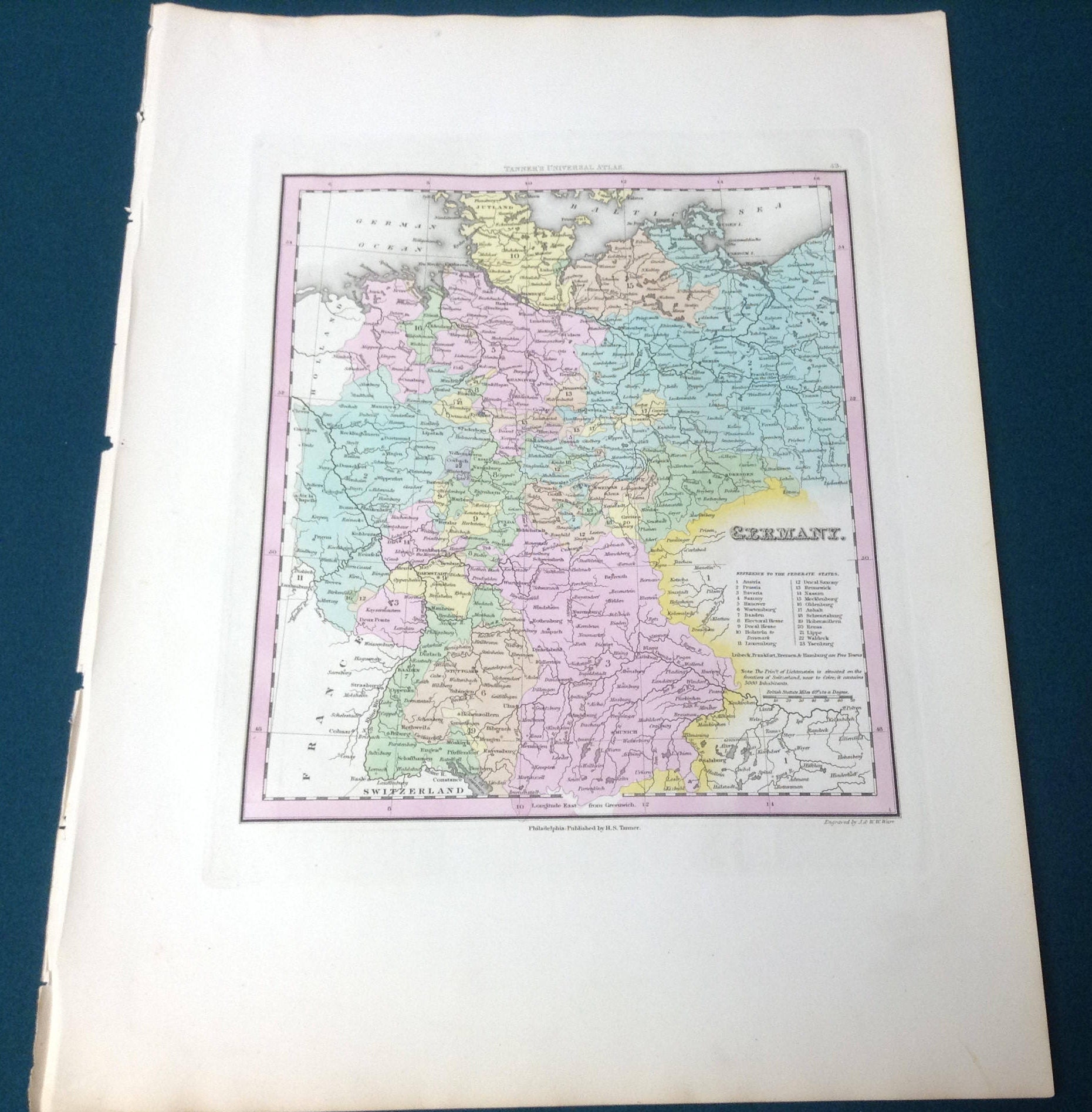 1838 Tanner Rare Antique Map of Germany berlin Dresden - Etsy