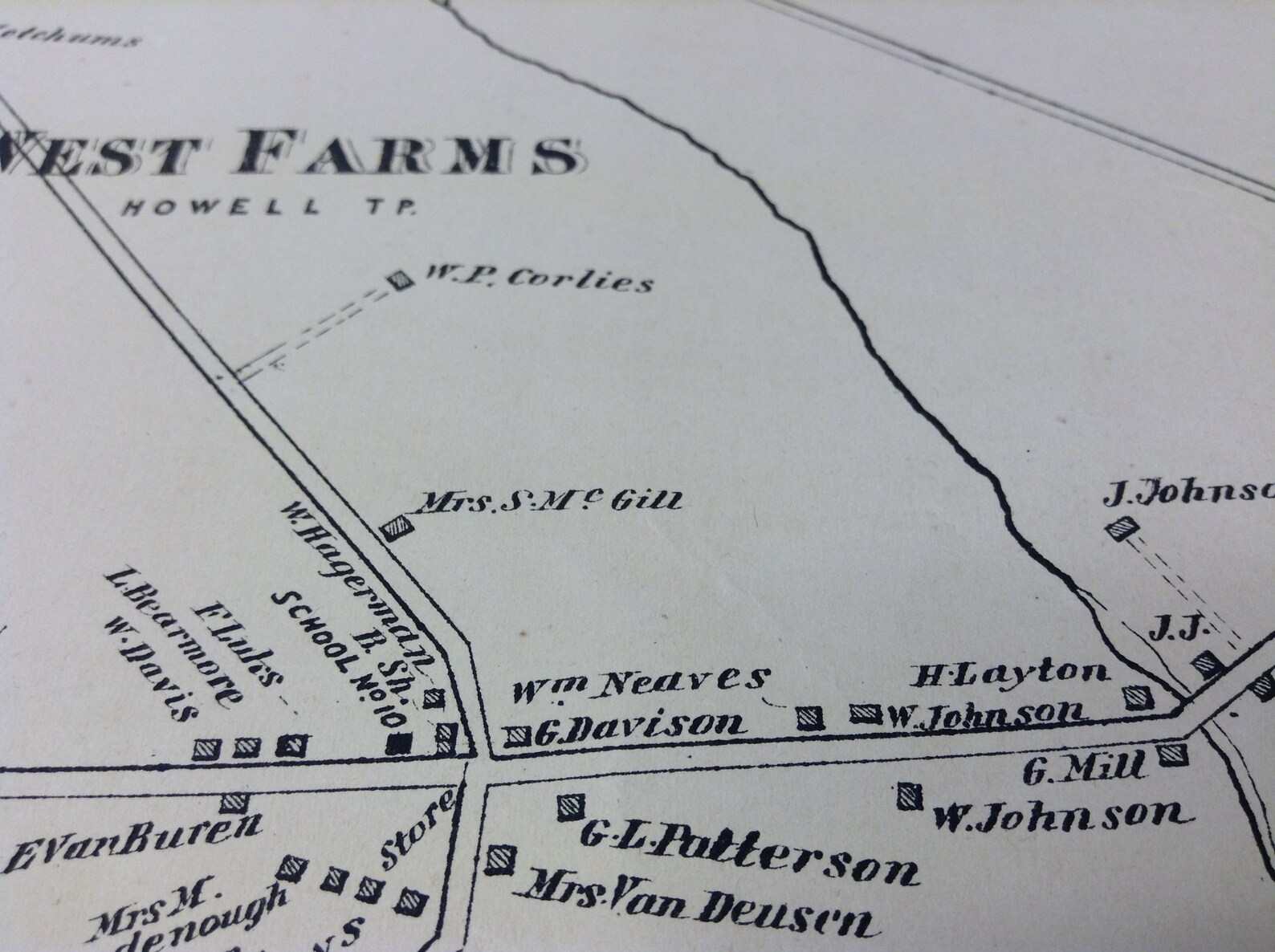 1873 Plan of Howell NJ Farmingdale West Farms Fairfield | Etsy