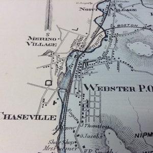 1870 Town Map of Webster, Worcester County Massachusetts - (15x13 ...