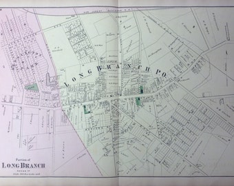 Map of Long Branch Nj - Etsy