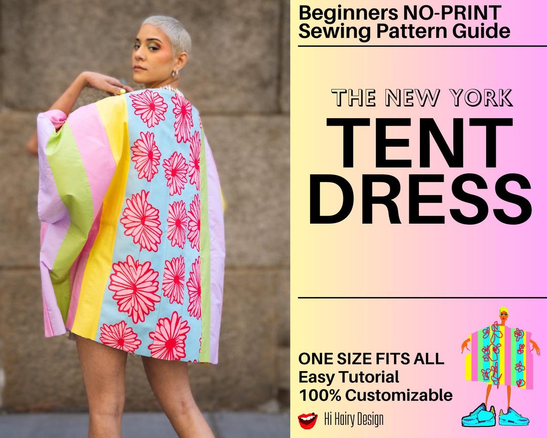 Oversized Dress Sewing Pattern, Cape Customizable, PDF Tutorial, Womens ...