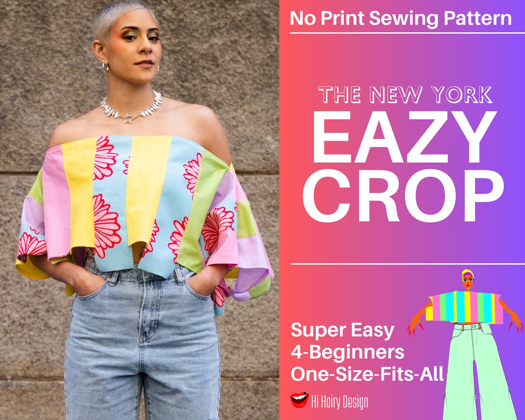 Oversized Top Sewing Pattern, Customizable Crop, PDF Tutorial, Womens ...