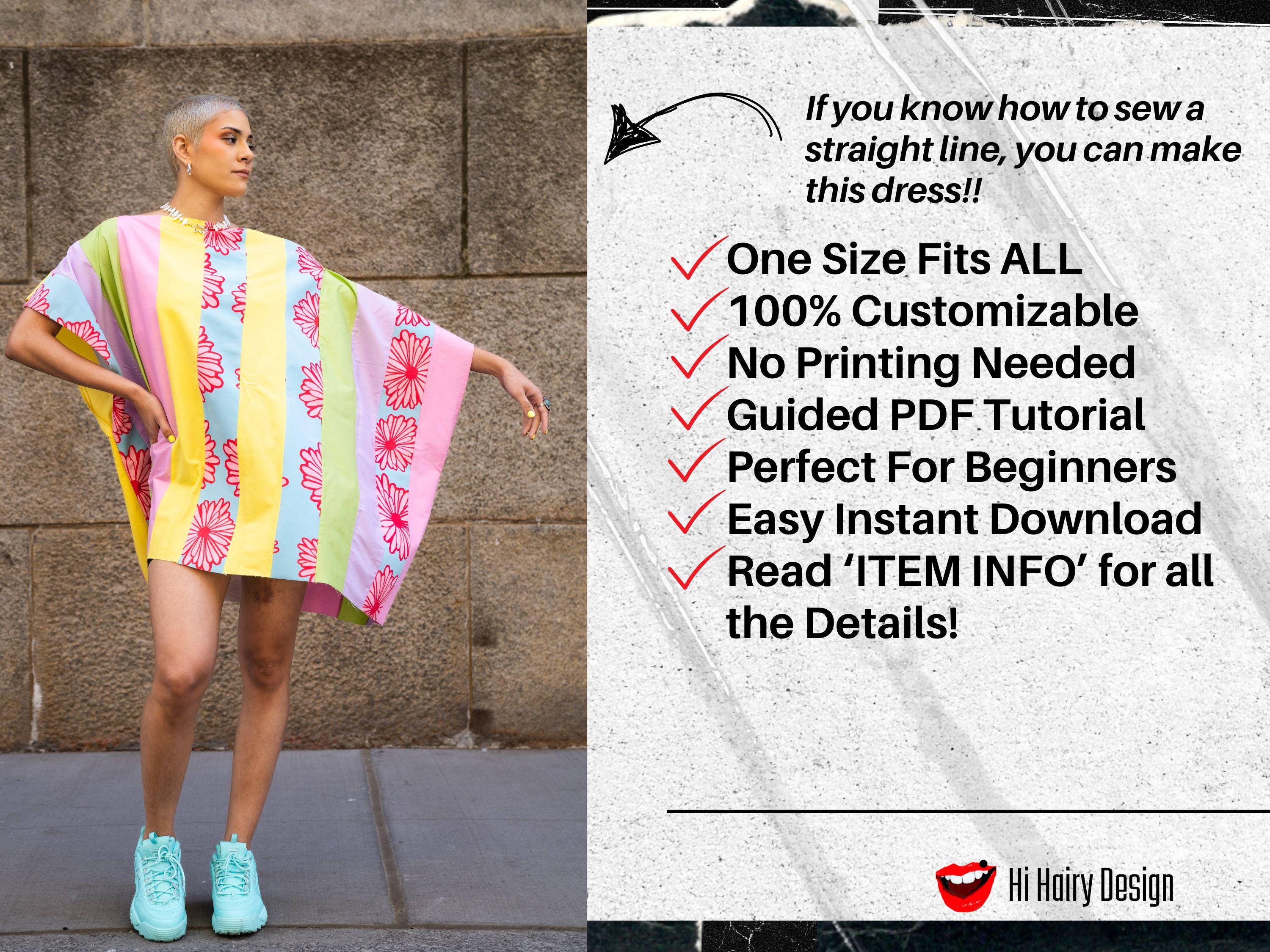 Oversized Dress Sewing Pattern, Cape Customizable, PDF Tutorial, Womens ...