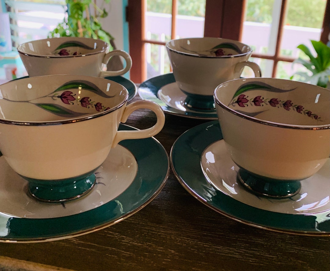 Vintage Homer Laughlin Cavalier Lupine Set of Cups and Saucers. - Etsy