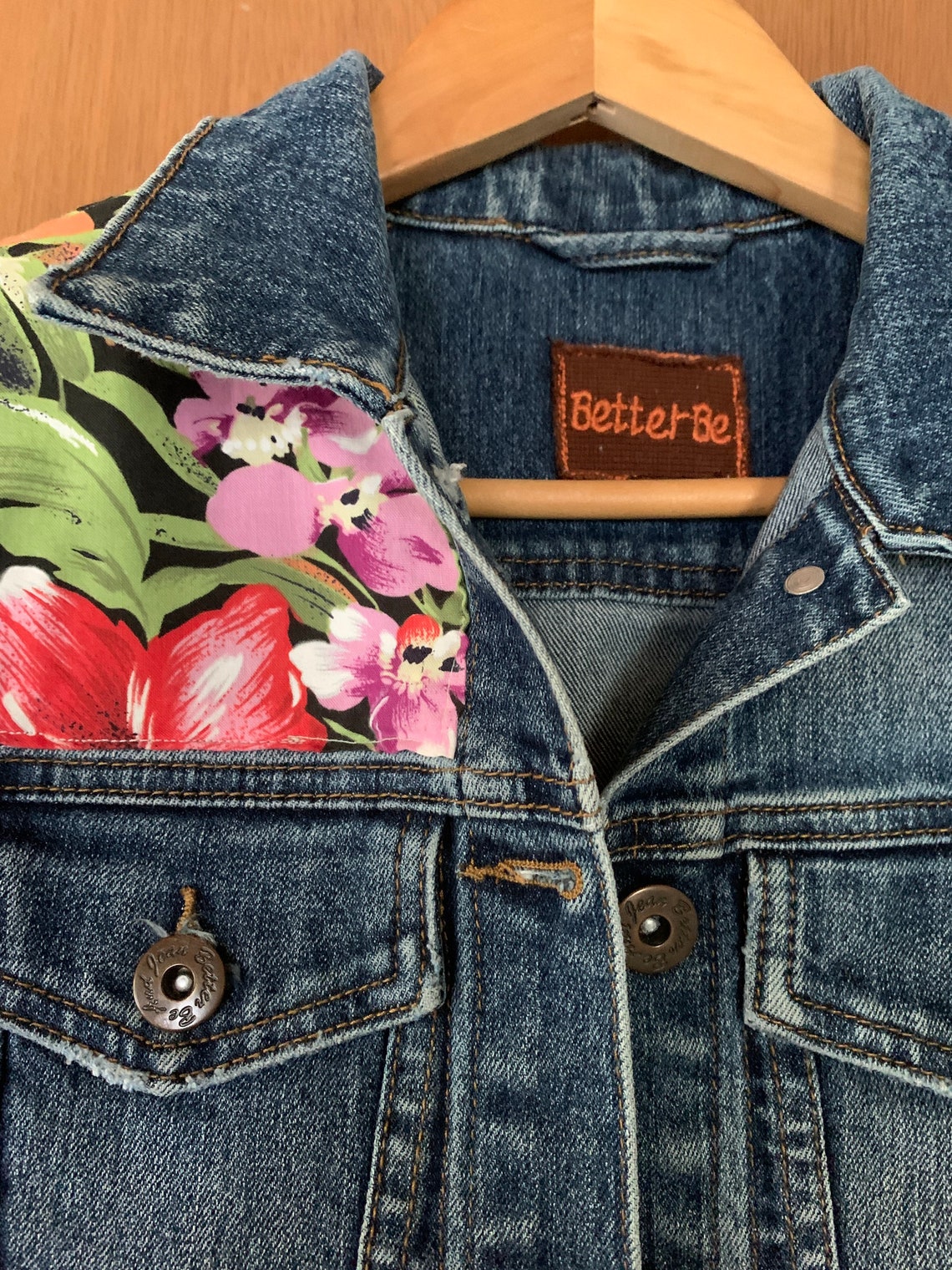 Vintage Betterbe Denim Jacket With Hawaiian Vintage Fabric - Etsy
