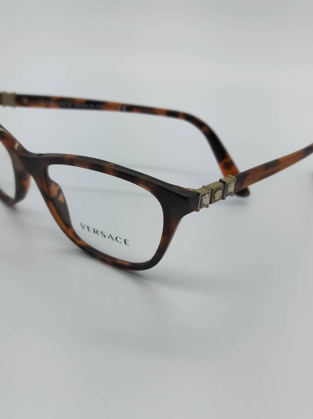 Vintage Versace Tortoise Crystal Eyeglass Frames Mod 3212-B DEMO LENSES ...