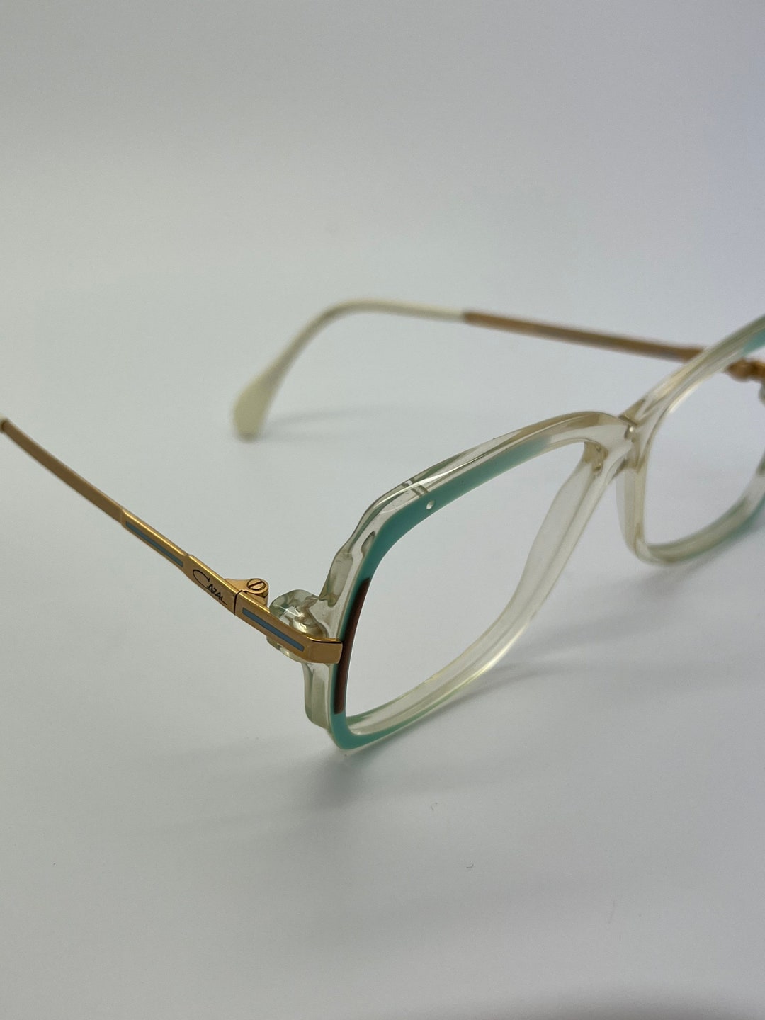 Vintage New Old Stock Cazal Clear Baby Blue Gold Eyeglass Frames Mod ...