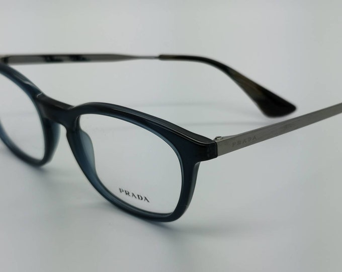 Vintage New Old Stock Prada Blue Silver Eyeglass Frames Mod VPR01P DEMO ...