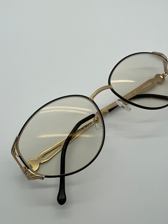 Vintage Fendi Gold Plated Black Rim Eyeglass Frames M… - Gem