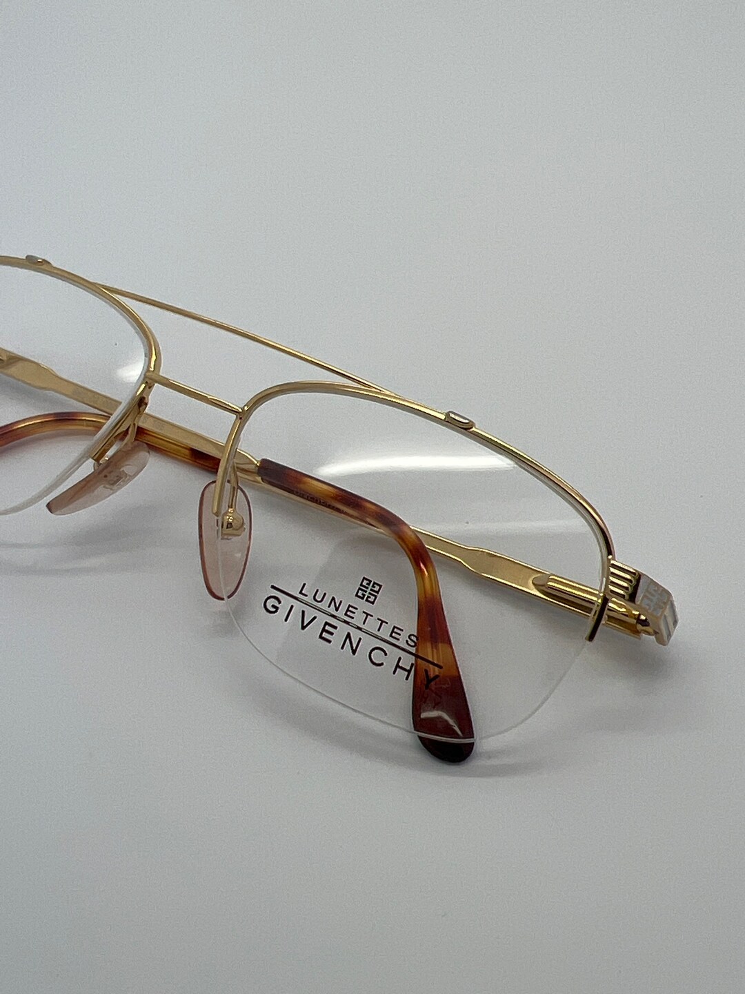 Vintage New Old Stock Givenchy Gold Semi Rimless Aviator Eyeglass ...