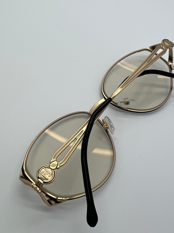Vintage Fendi Gold Plated Black Rim Eyeglass Frames M… - Gem