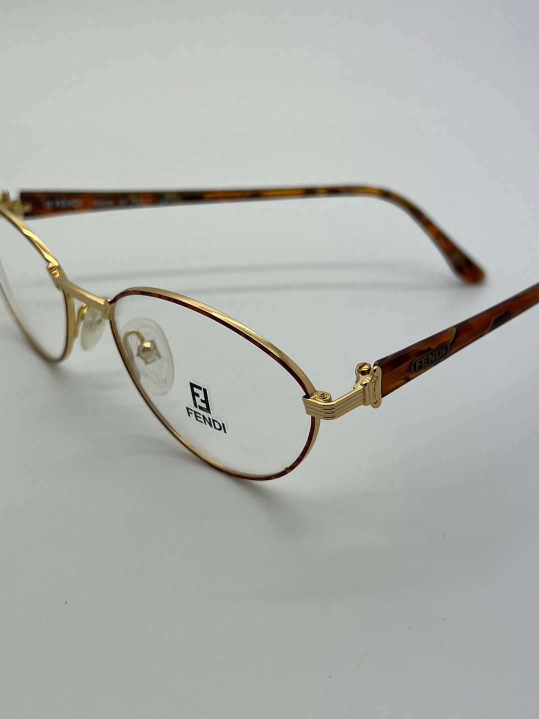 Vintage New Old Stock Fendi Gold Tortoise Eyeglass Frames Mod FV225 ...