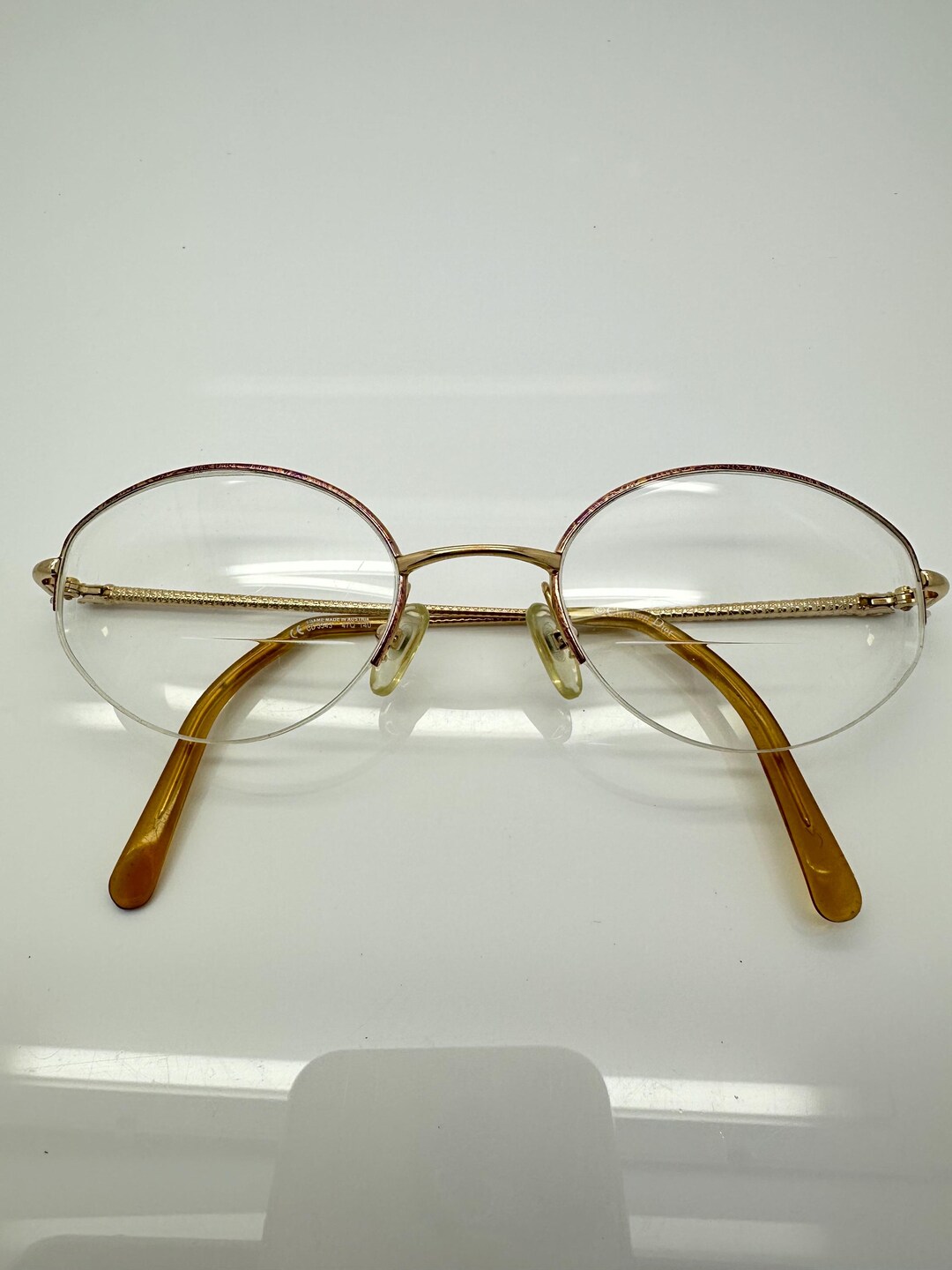 Vintage Christian Dior Gold Semi Rimless Eyeglass Frames Mod CD3543 47Q ...