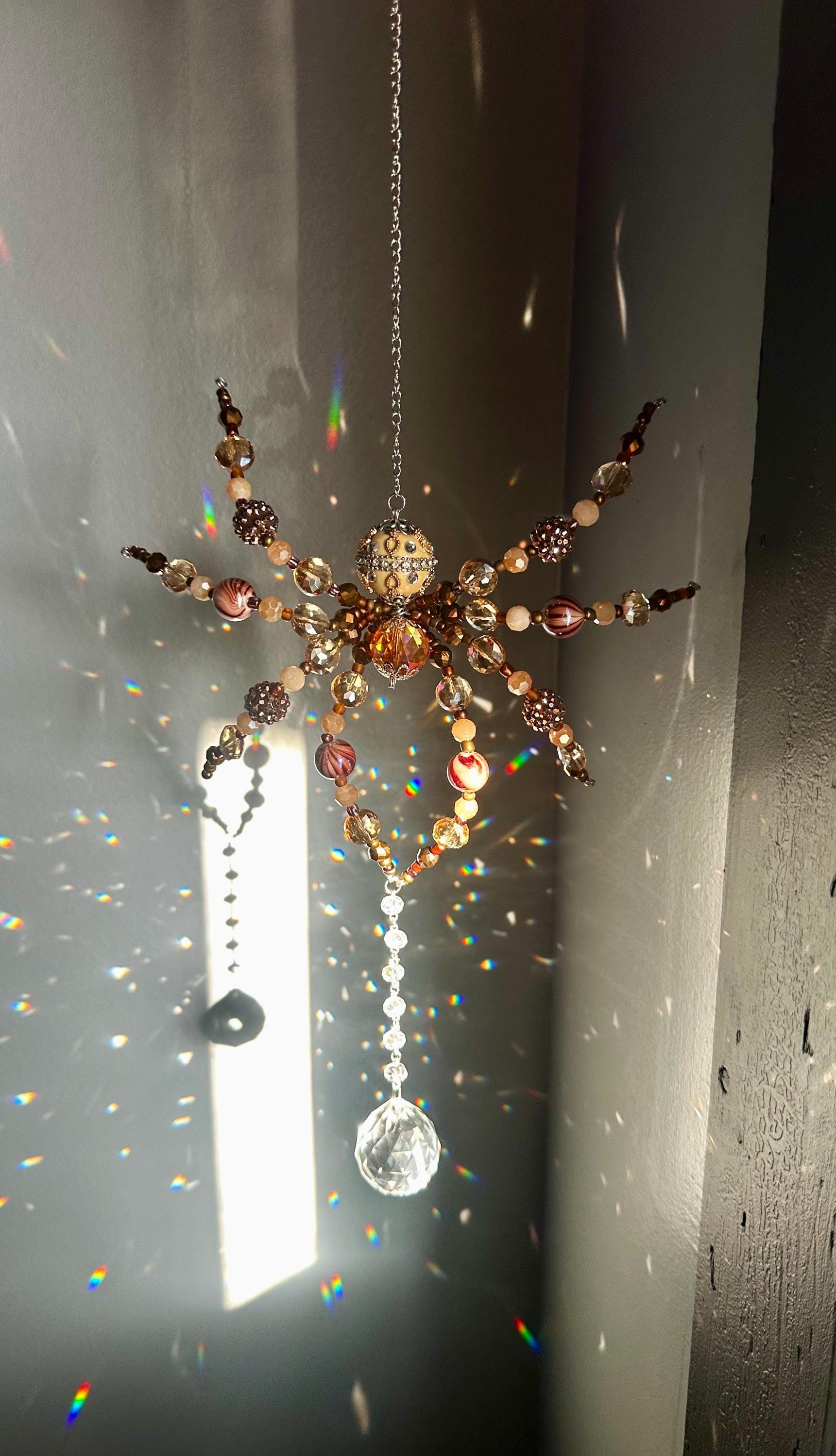 Beaded Crystal Spider Sun Catcher – Handmade Hanging Window Décor - Etsy
