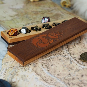 D&D Wood Dice Box Engraved Wood and Resin Dice Vault for Dnd Dungeons ...