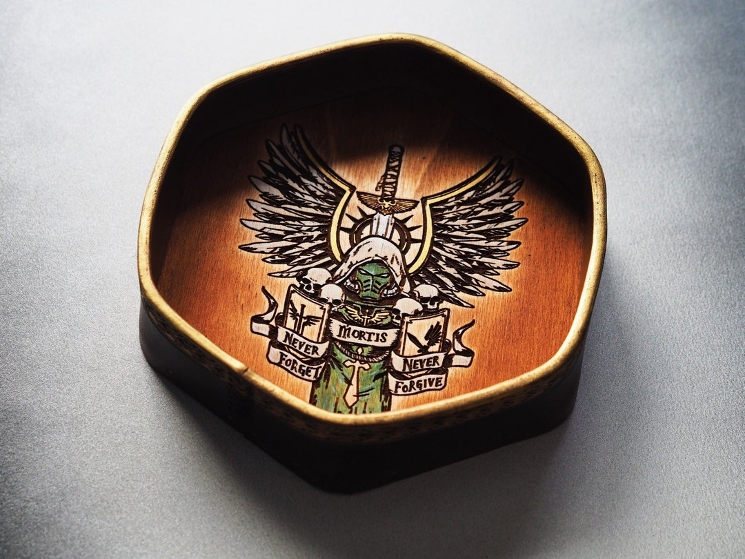 Dark Angels Dice Tray Wooden Leather Dice Tray for Tabletop Gaming WH ...
