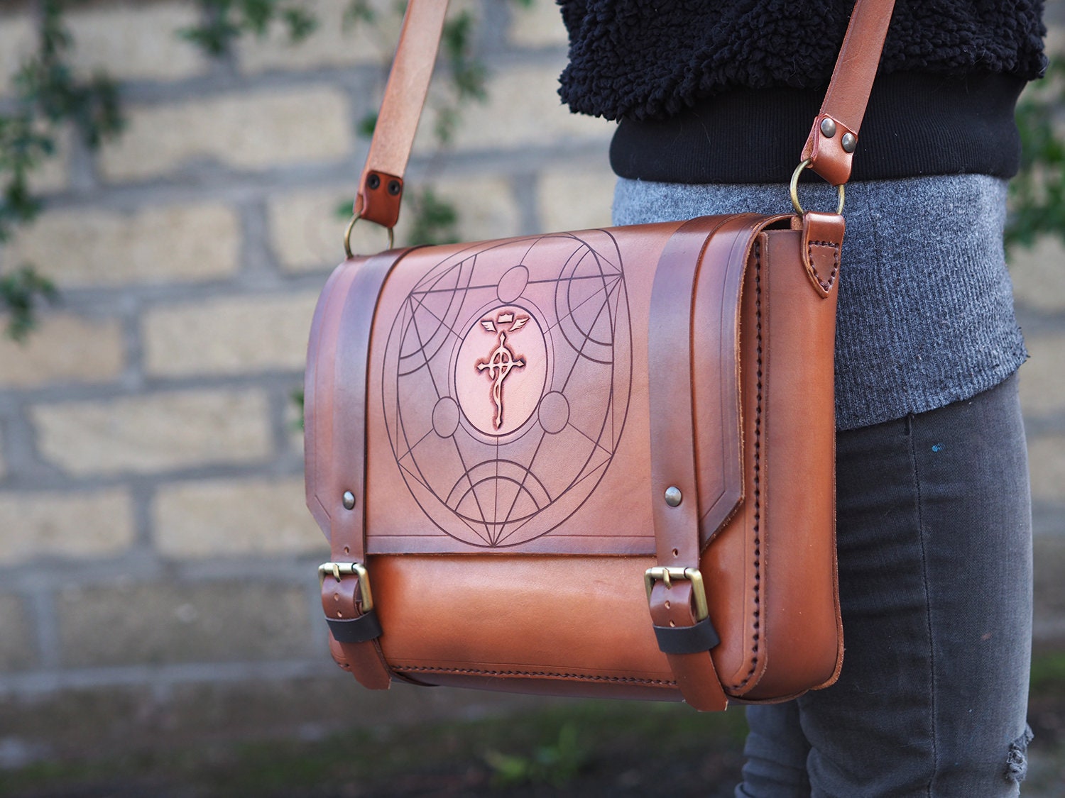 Leather Messenger Bag Alchemist Bag Handmade Leather Bag | Etsy