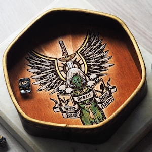 Dark Angels Dice Tray Wooden Leather Dice Tray for Tabletop Gaming WH ...