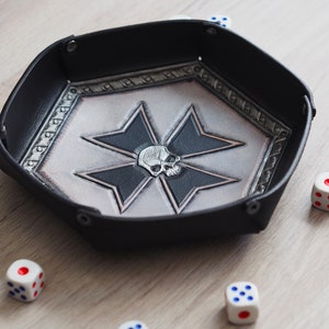 Leather Dice Tray - Wh40k Dice Tray - Wargame - Space Marines - Black ...