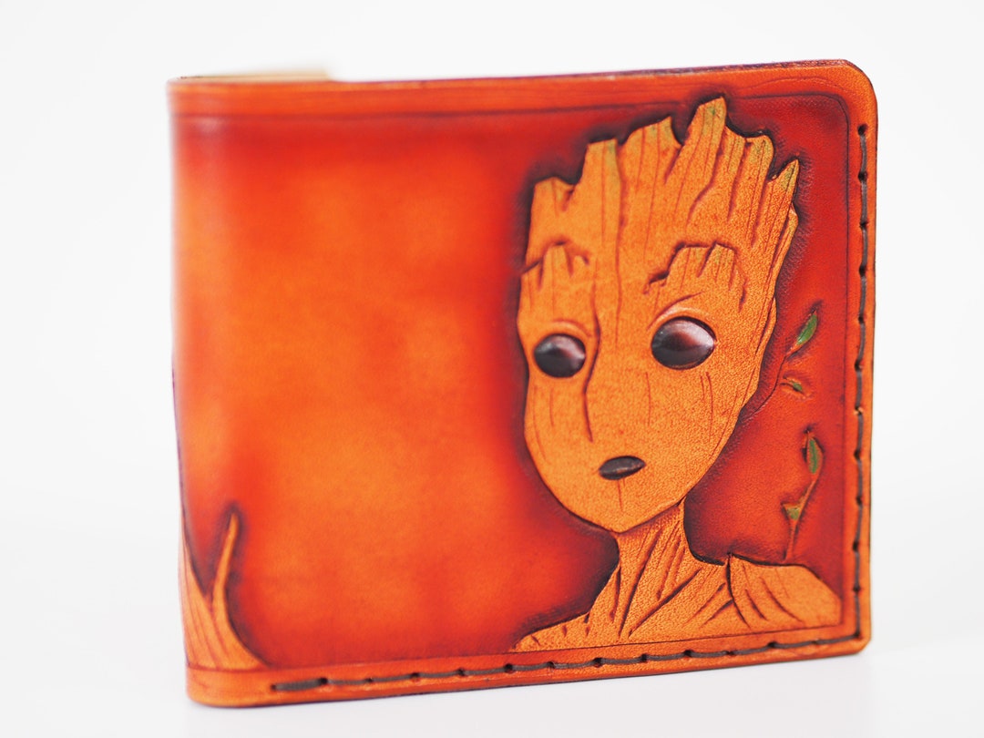 Baby Groot Leather Wallet Six Card Slots Handmade Geek - Etsy