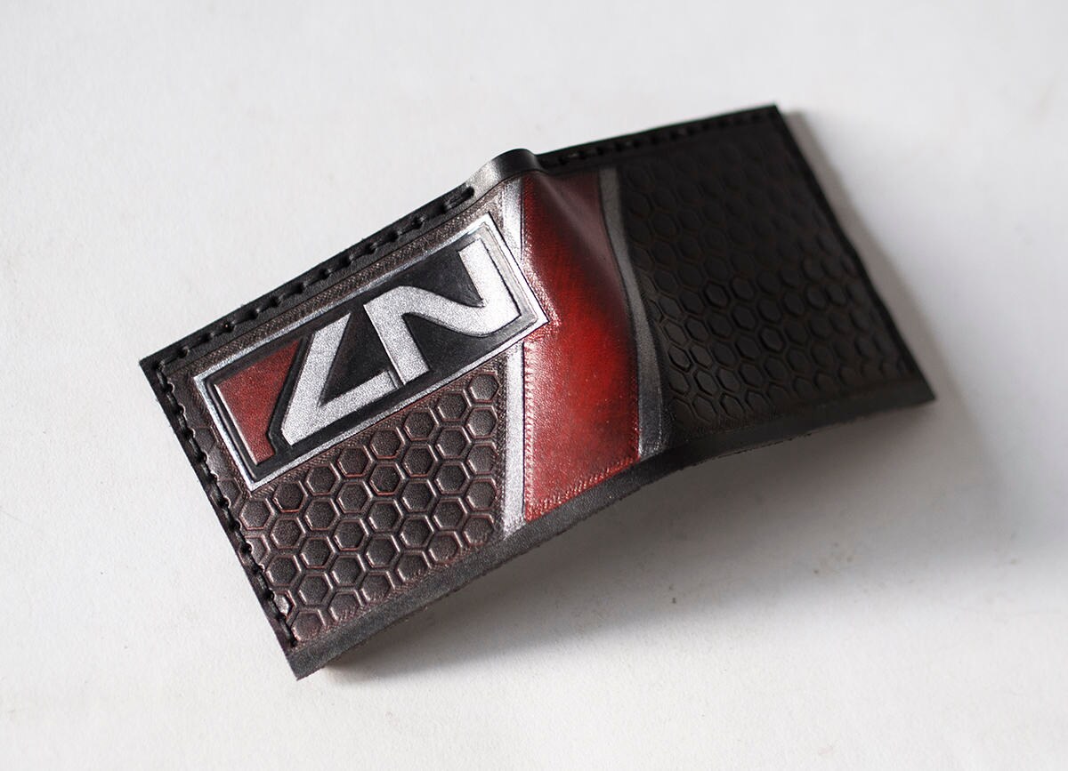 N7 Leather Wallet Hand Tooled Mass Effect Six Card Slots | Etsy