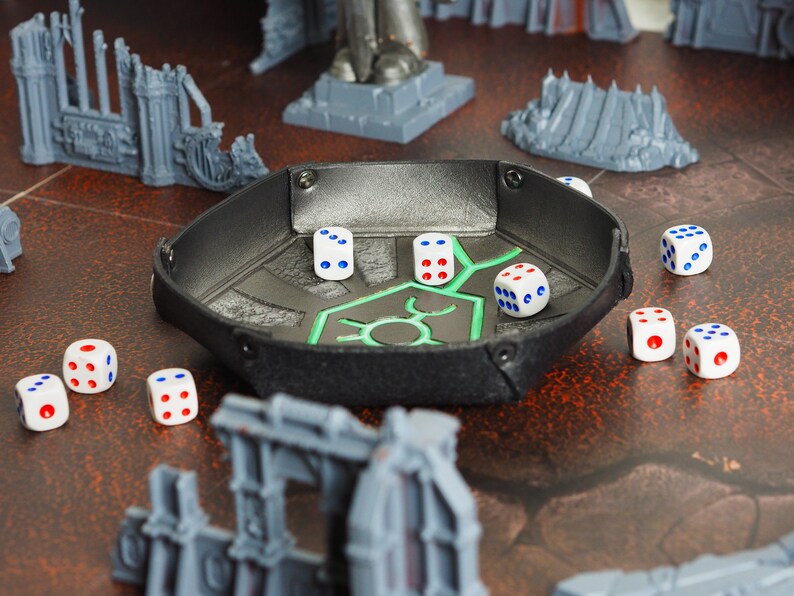 Leather Dice Tray Wh40k Dice Tray Wargame Necron 40k - Etsy