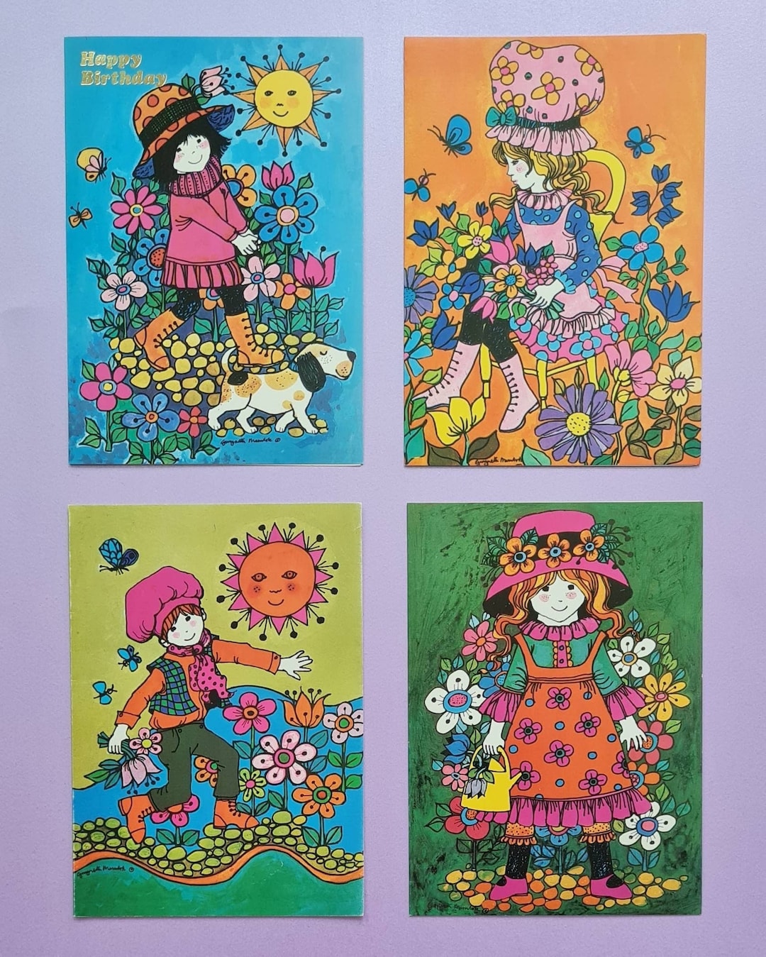 Vintage Gwyneth Mamlok Birthday Cards: 1970s Coloroll, England - Etsy