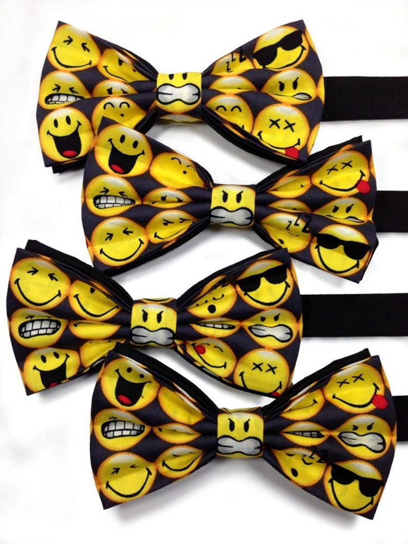 Emoji Bow Tie, Emoticon Bow Tie, Unisex Emoji Bow Tie, Funny Faces Bow ...
