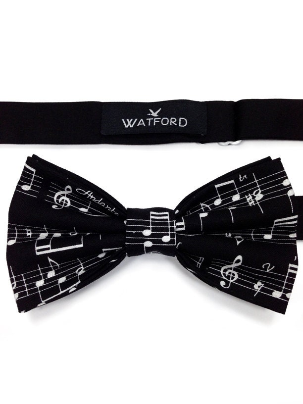 Black Music Notes Bow Tie Musical Bow Tie Music Notes Bow - Etsy