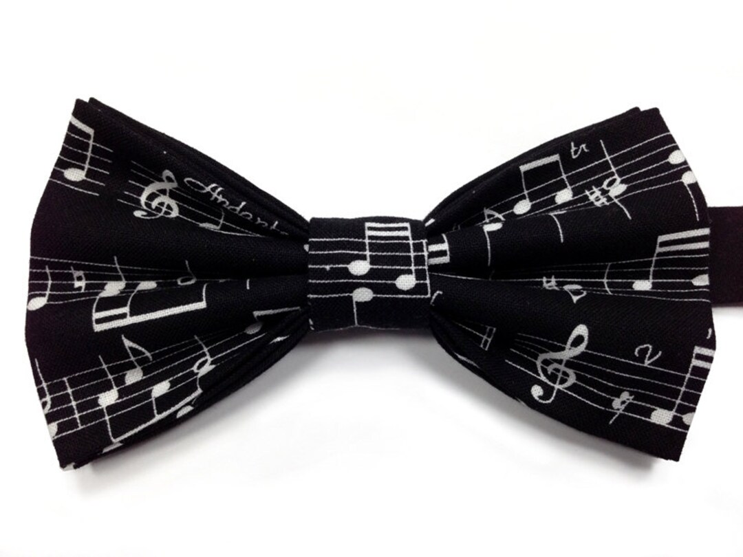 Black Music Notes Bow Tie, Musical Bow Tie, Music Notes Bow Tie, Formal ...