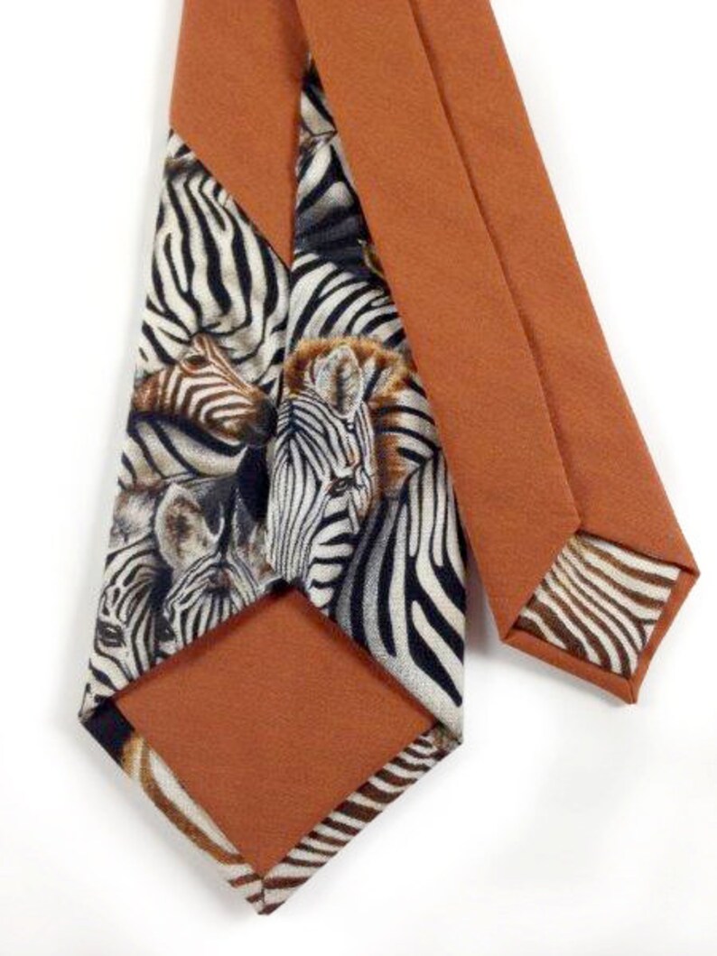 Zebra Print Rust Cotton Tie , Zebra Cotton Tie, Mens Neck Wear, Mens ...