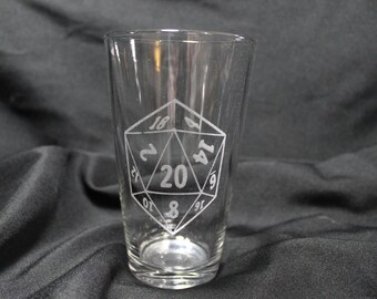 Gamer Glass Critical Hit D20 Inspired Pint Glass | Etsy