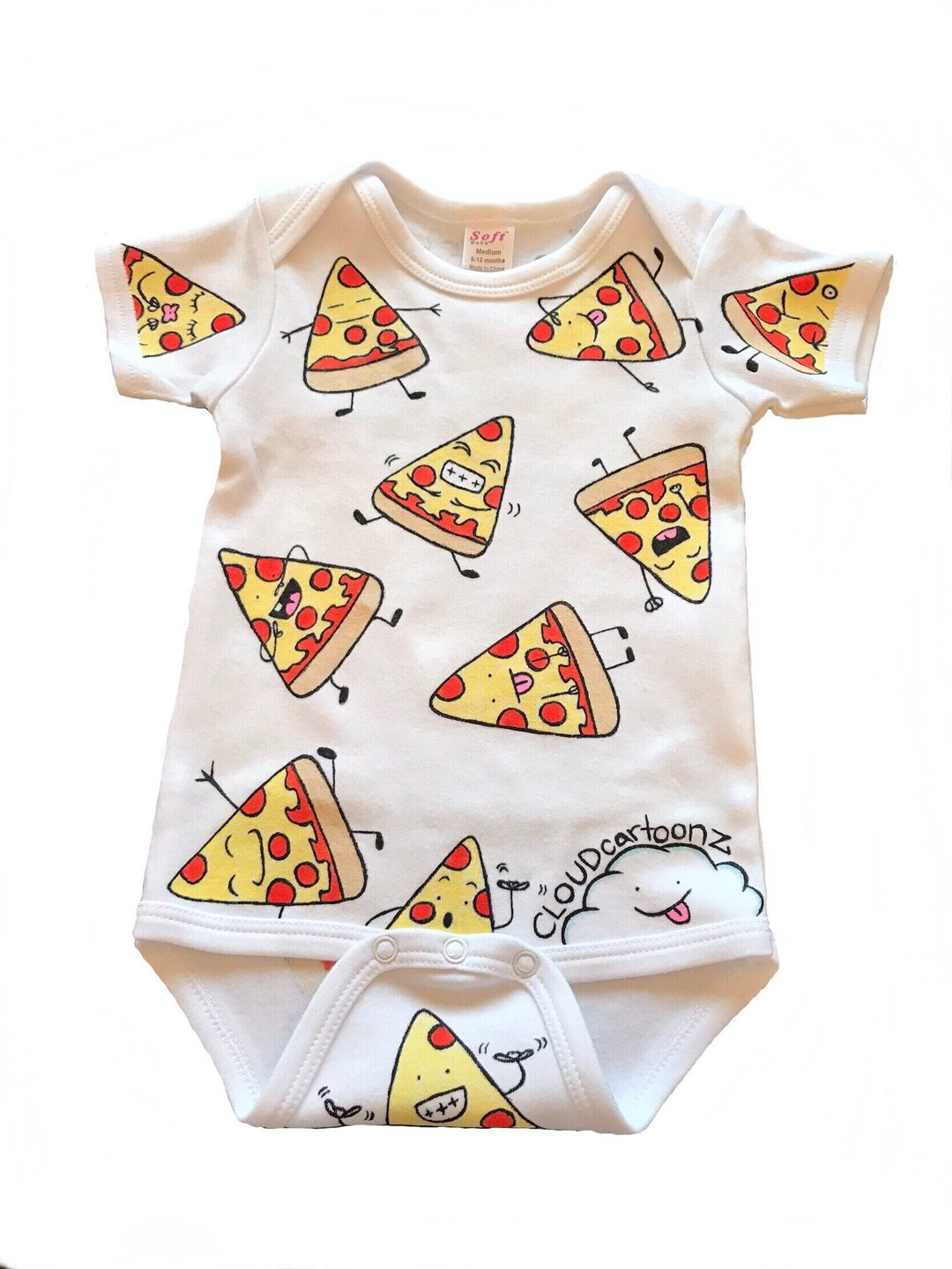 Pepperoni Pizza Slices Pattern Baby One-piece Bodysuit Layette Gown or ...