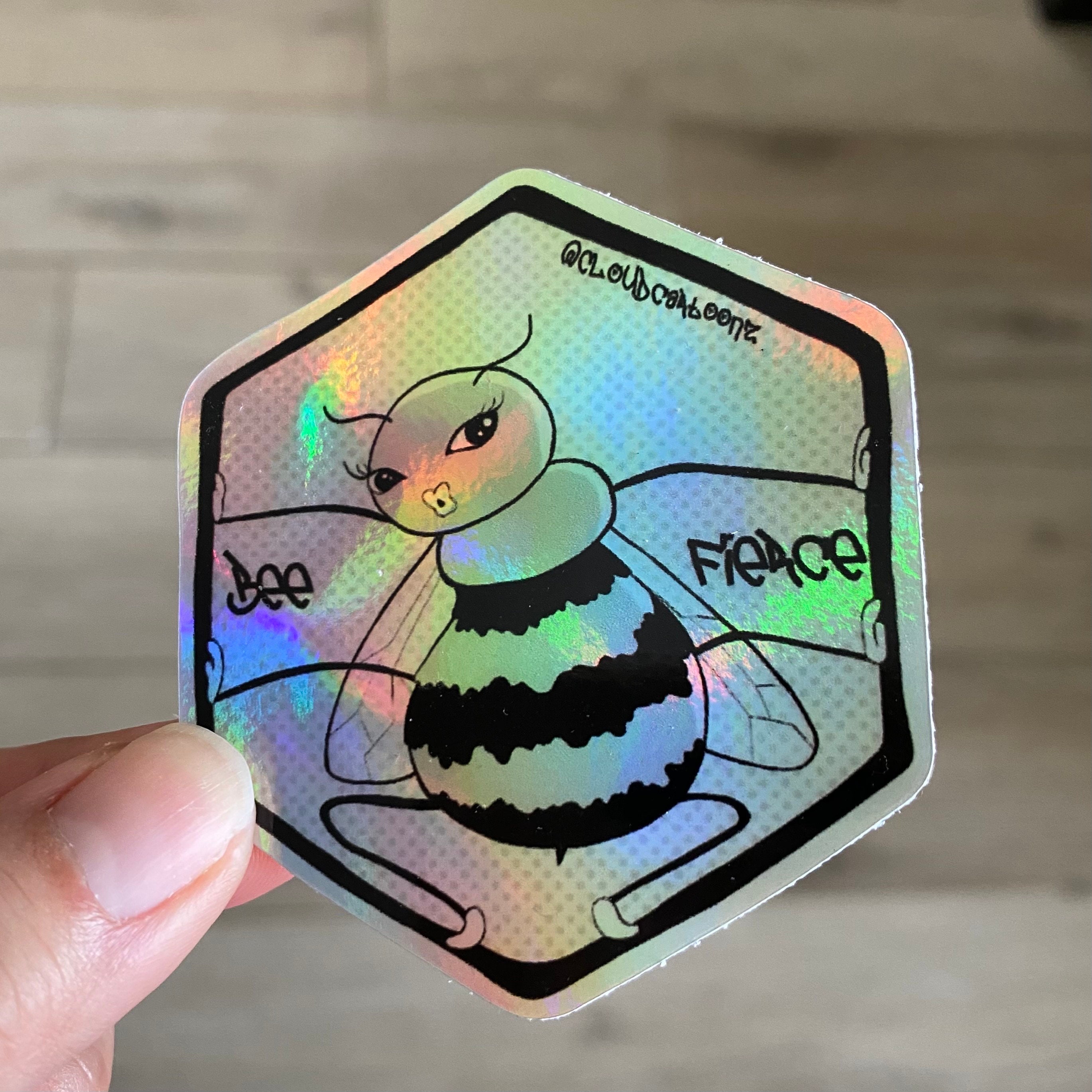 Bee Fierce Worker Honey Bee Decal Sticker | Holographic - Etsy