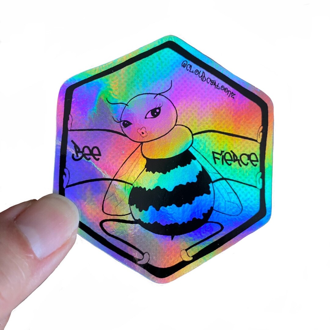 Bee Fierce Worker Honey Bee Decal Sticker Holographic - Etsy