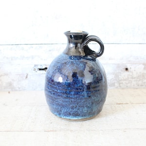 Vintage Blue Studio Pottery Oil Lamp Pot - Hand Thrown Studio Pottery ...
