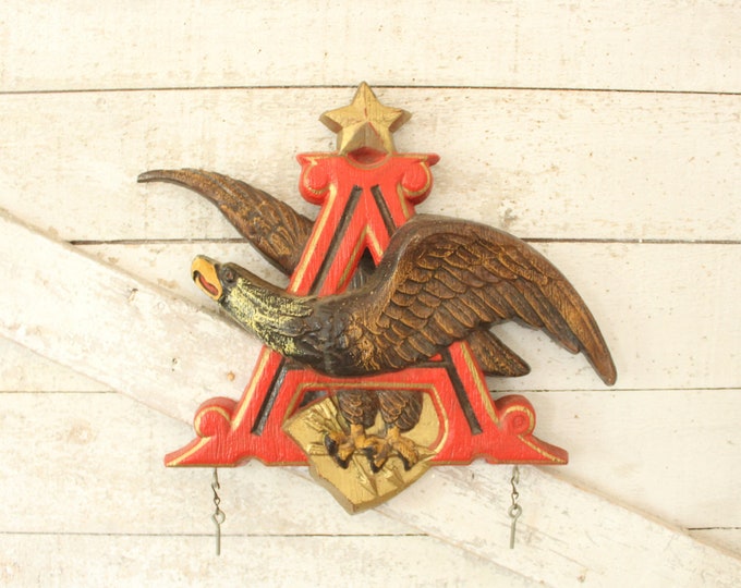 Vintage 3D Anheuser Busch Flying Eagle Logo Beer Sign - Faux Wood ...