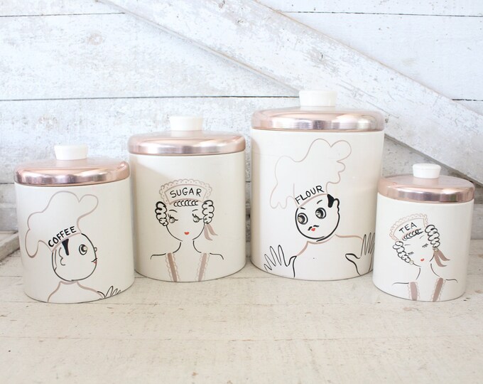 Vintage Ransburg Chef Canister Set - Retro Metal Canister Set - 4-piece ...