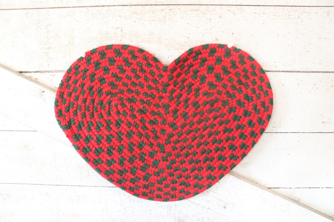 Vintage Set of Four Red Braided Table Placemats - Red/green Braided ...