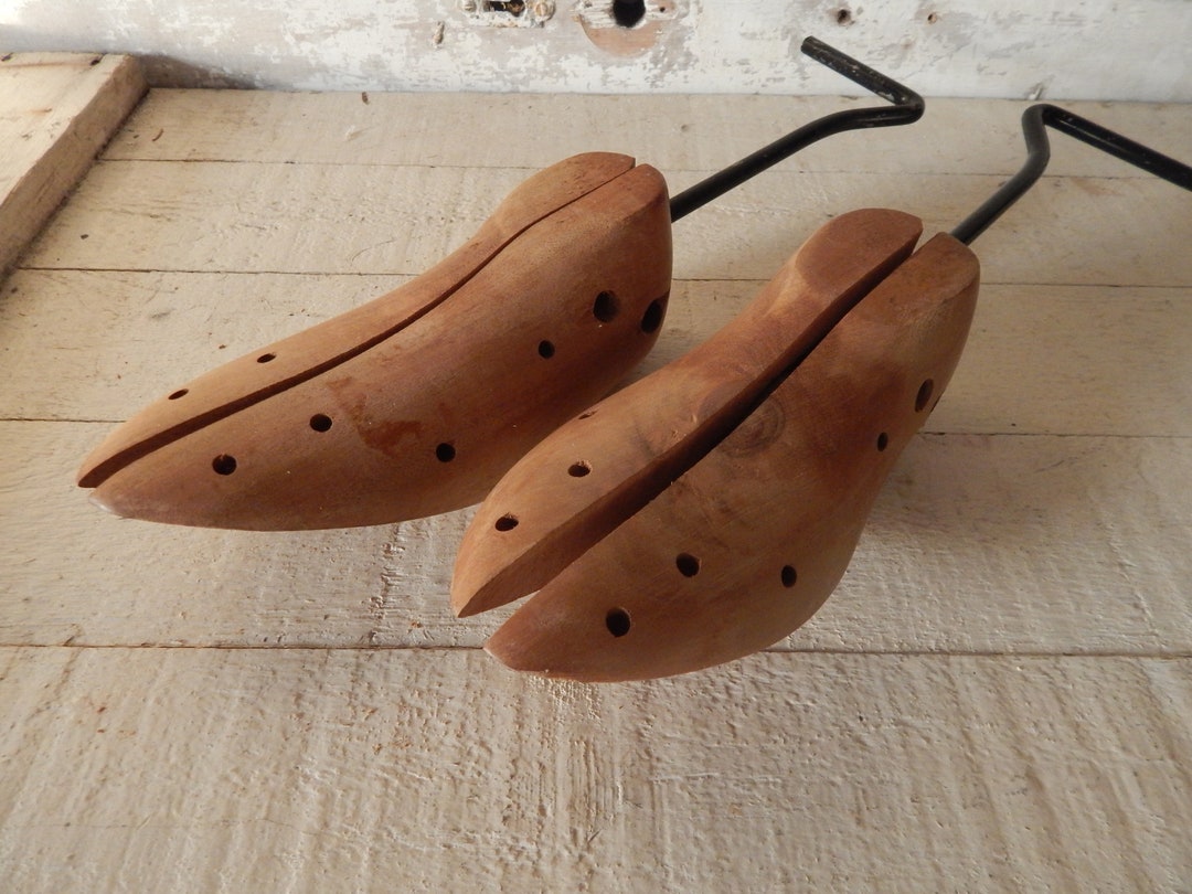 Rustic Wood Shoe Form Stretchers - Mid Century Cobbler Shoe Stretchers ...
