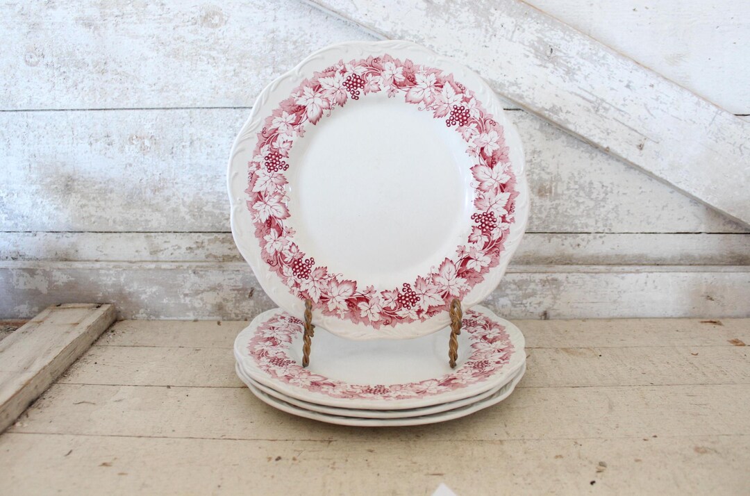 Vintage English Staffordshire Sterling Vine Dinner Plates - Set of Four ...